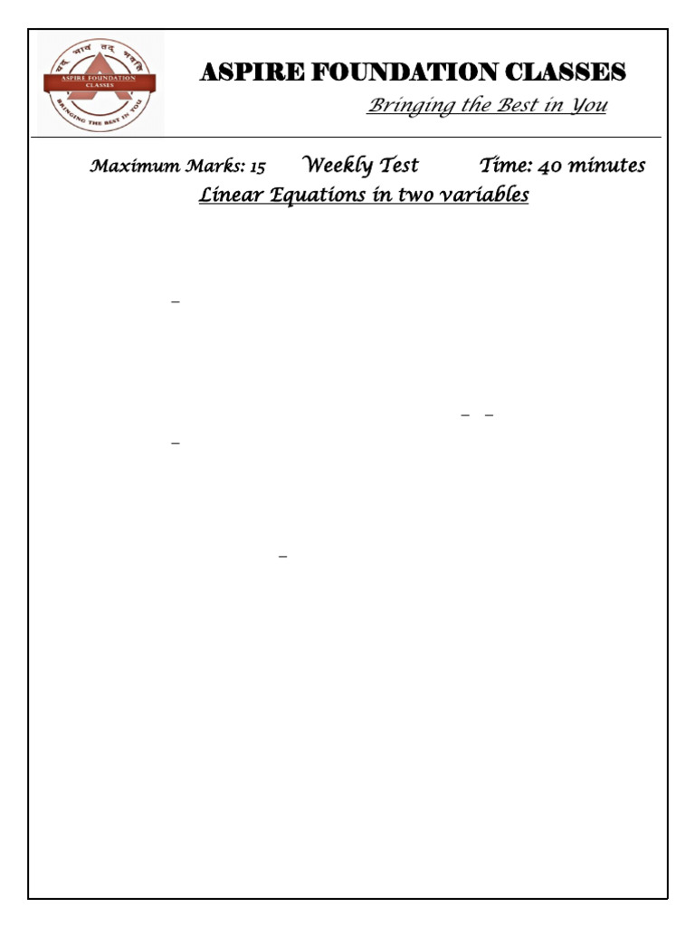 Linear Equation In 2 Variable 1 Pdf Teaching Methods Materials