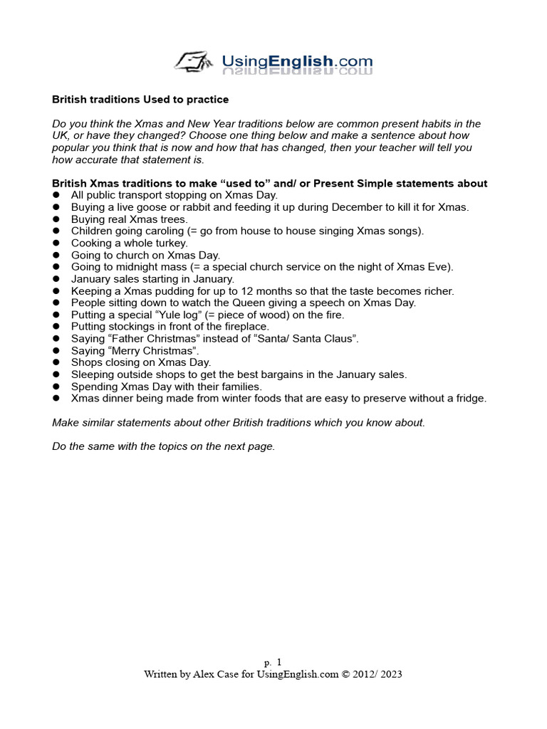 Used To Uk Habits Customs | PDF
