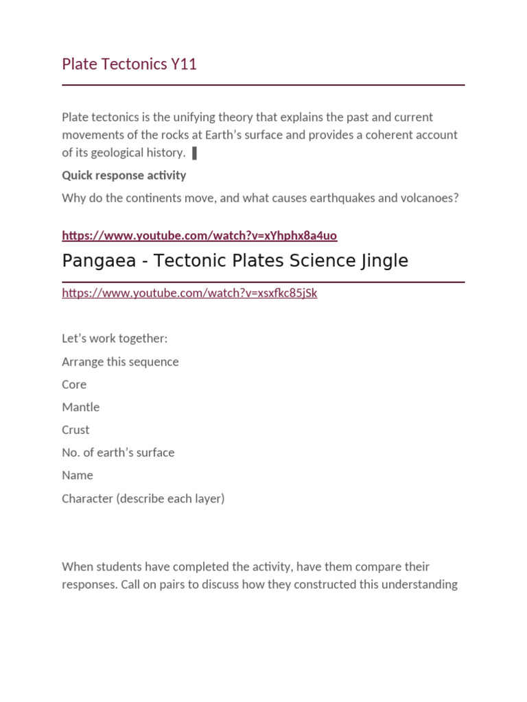 Plate Tectonics Y11 | PDF