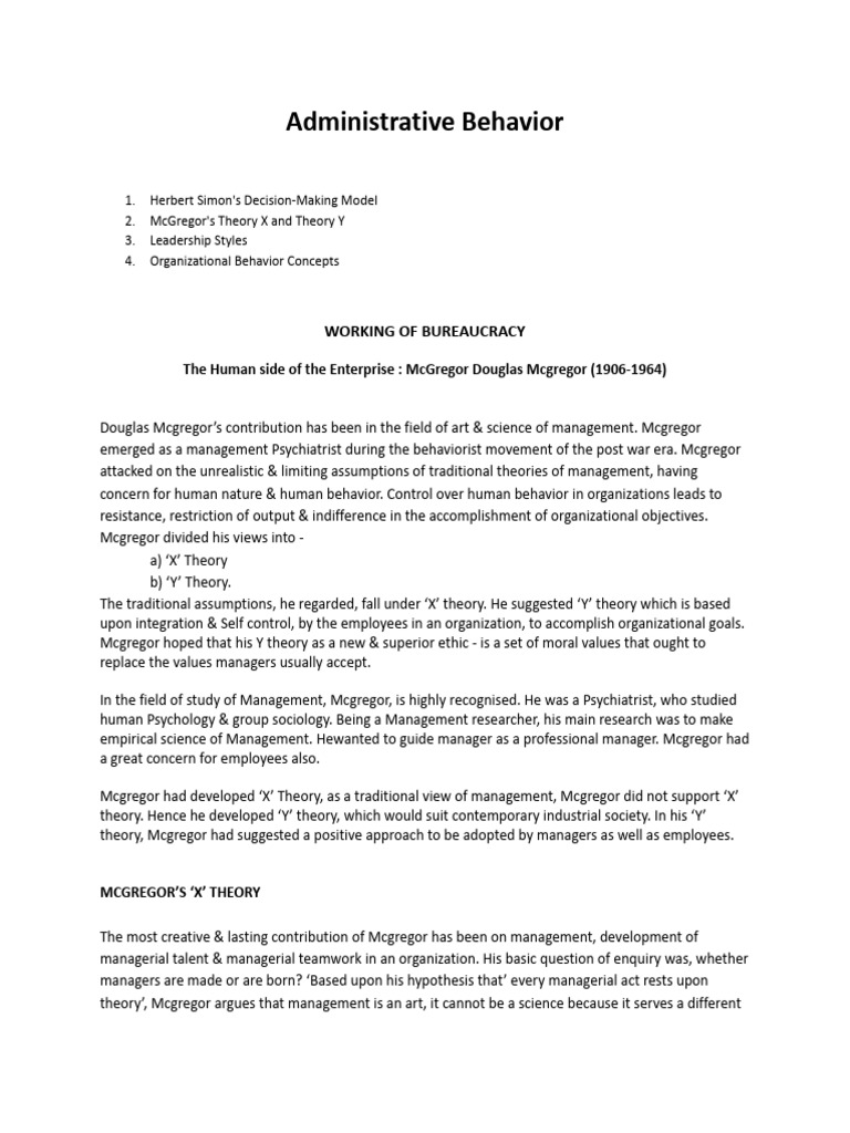 Administrative Behavior | PDF