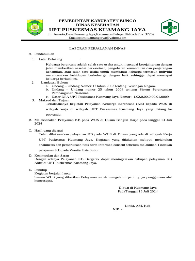 LPD Pelayanan KB Juli | PDF