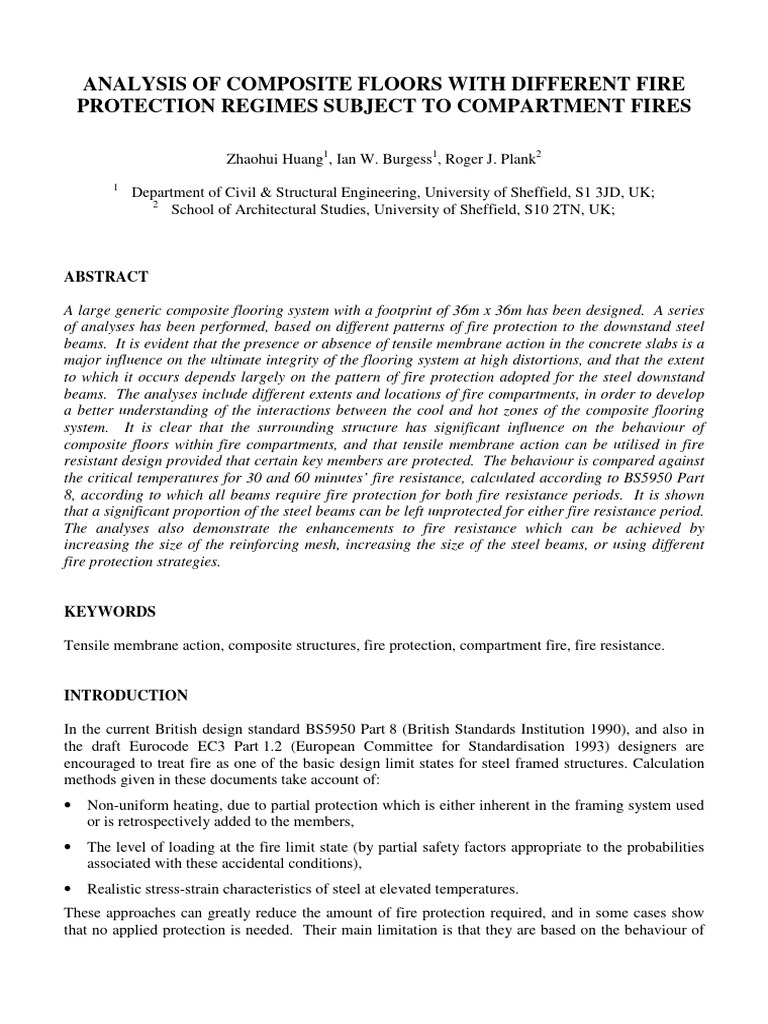 Analysis of Composite Floors With Different Fire Protection Regimes ...