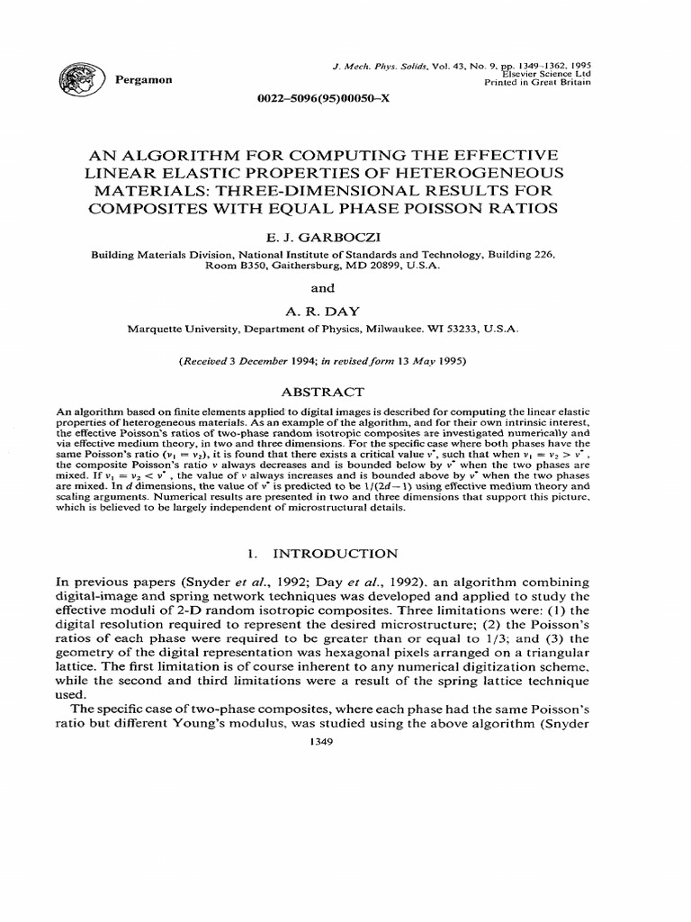 An Algorithm For Computing The Effective Linear Elastic Properties Of Heterogeneous Materials