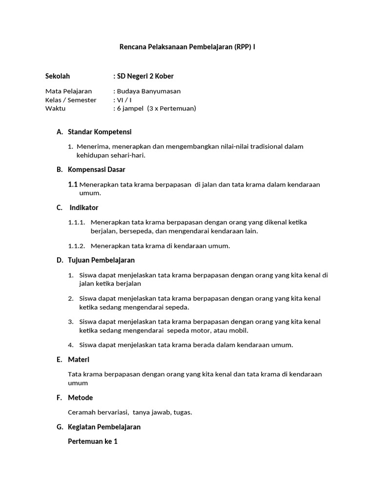 RPP BDY BMS KL 6 SMT 1 | PDF