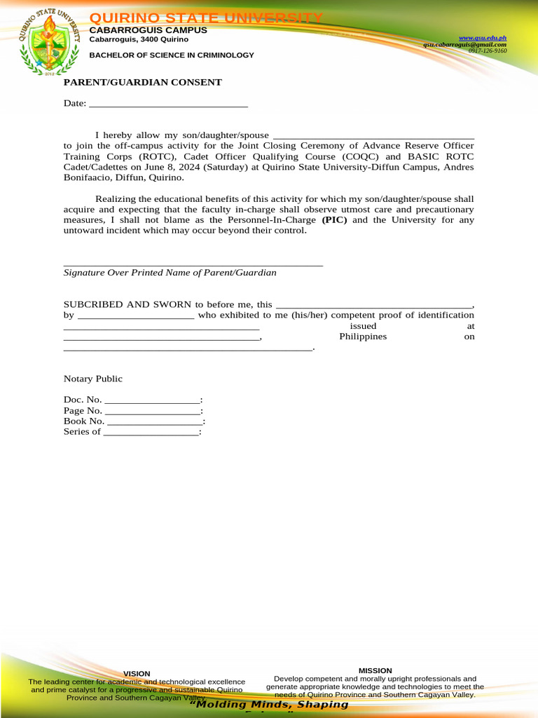 Parents-Consent-ROTC-Joint-Closing-Ceremony | PDF