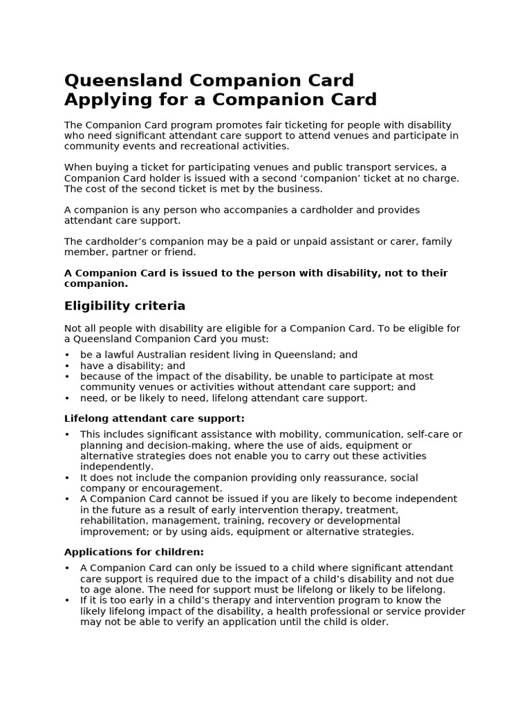 Companion Card Application Form | PDF