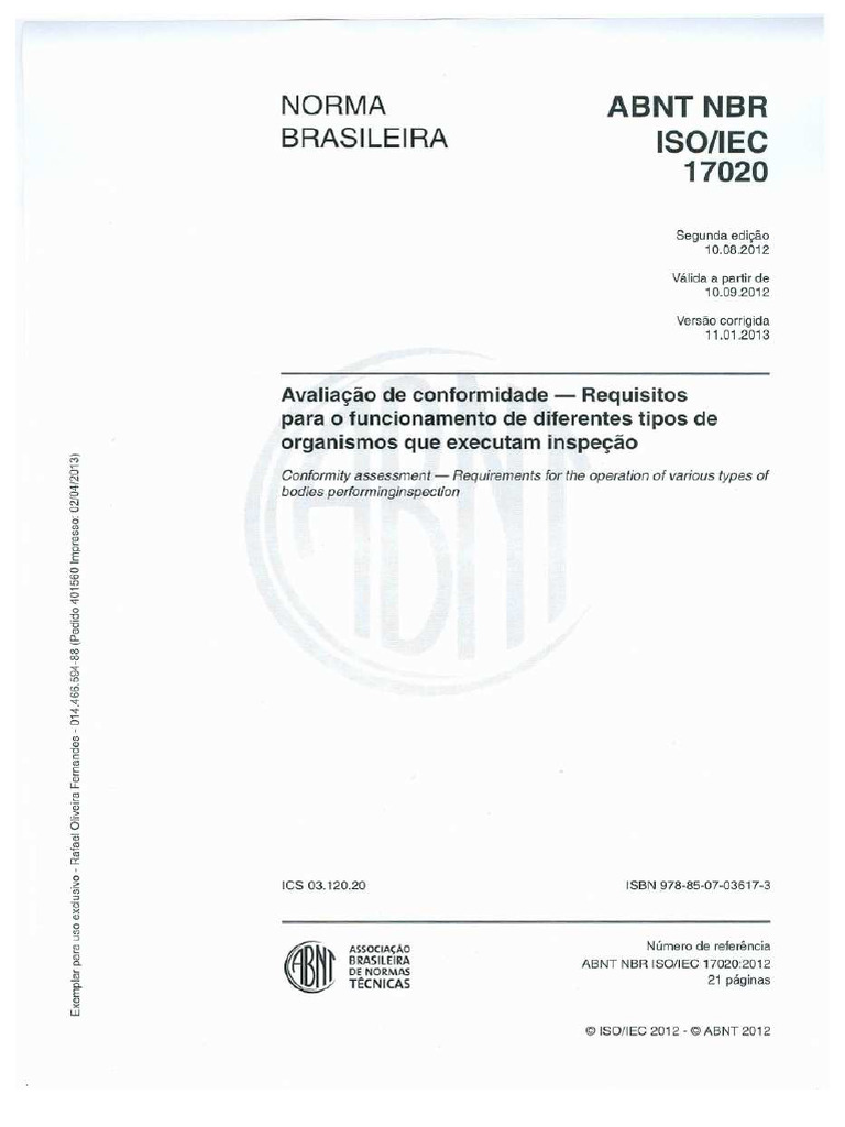 RF Q 001 Abnt NBR Iso Iec 17020 2012pdf | PDF