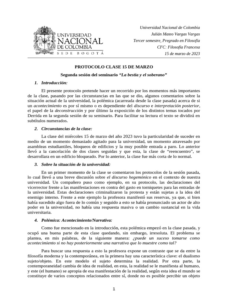 Protocolo 15 de Marzo (Revisado) | PDF