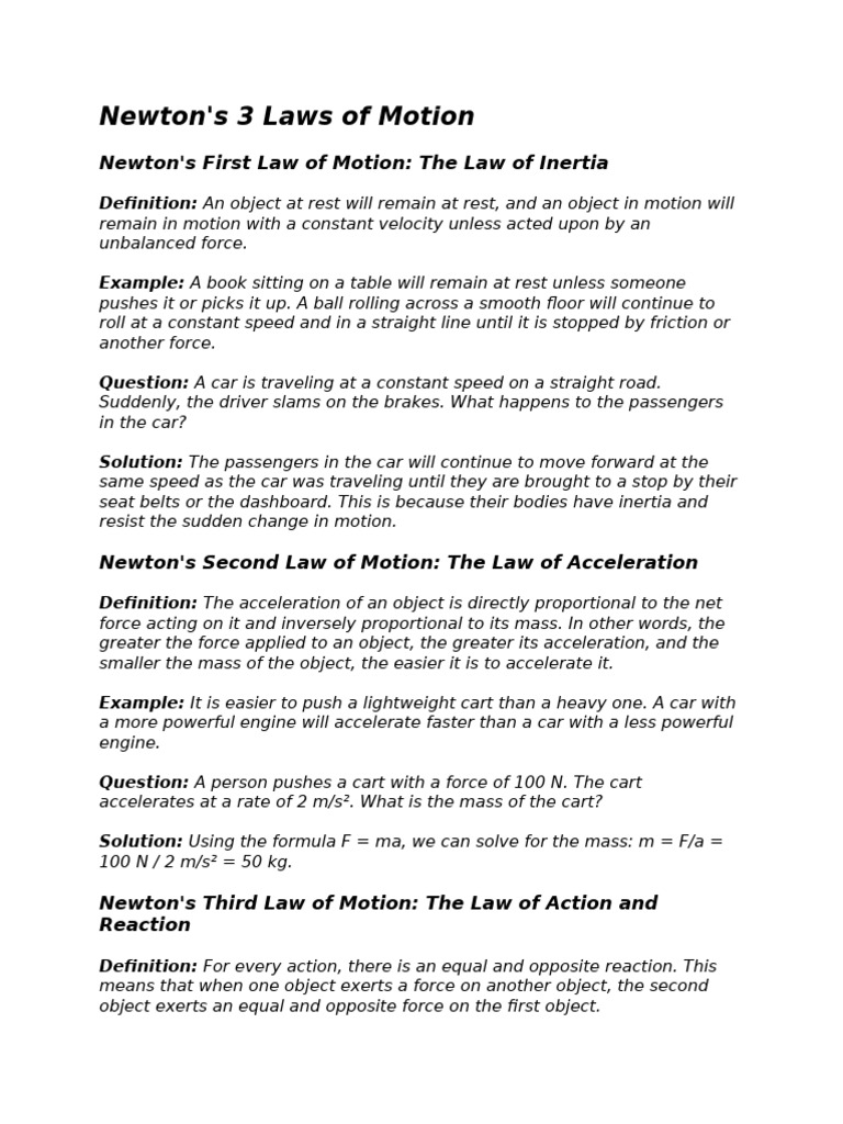 Notes Newtons Laws of motion | PDF