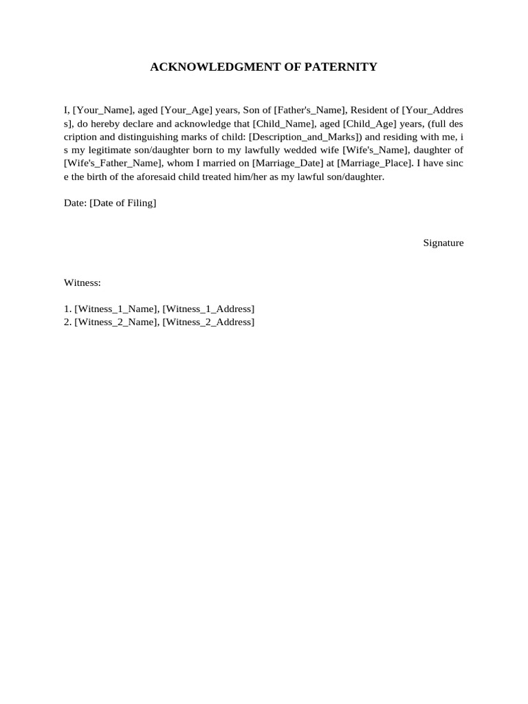 4.acknowledgement of Paternity | PDF