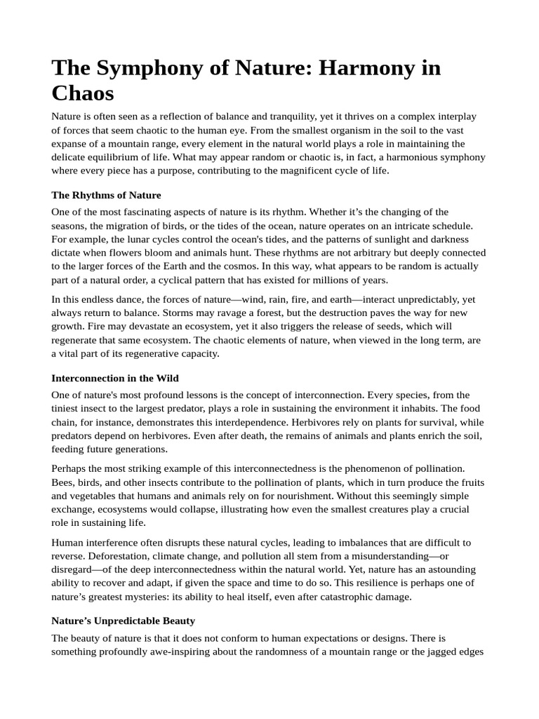 The Symphony of Nature: Harmony in Chaos | PDF