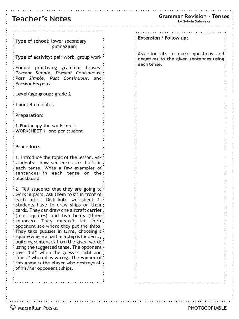 Grammar Revision Tenses TN | PDF