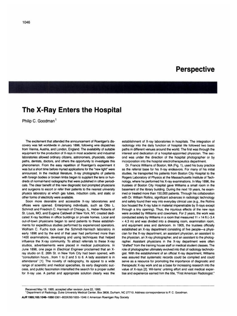 Goodman 2013 The X Ray Enters The Hospital | PDF | Radiography | X Ray