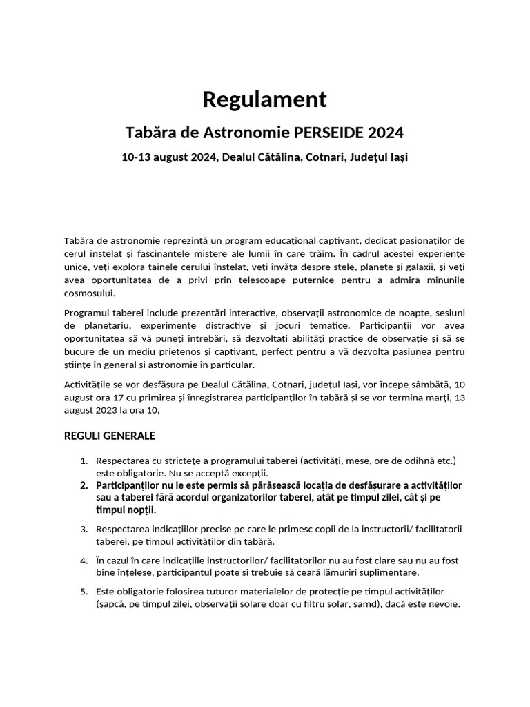 2024 PERSEIDE Regulament | PDF