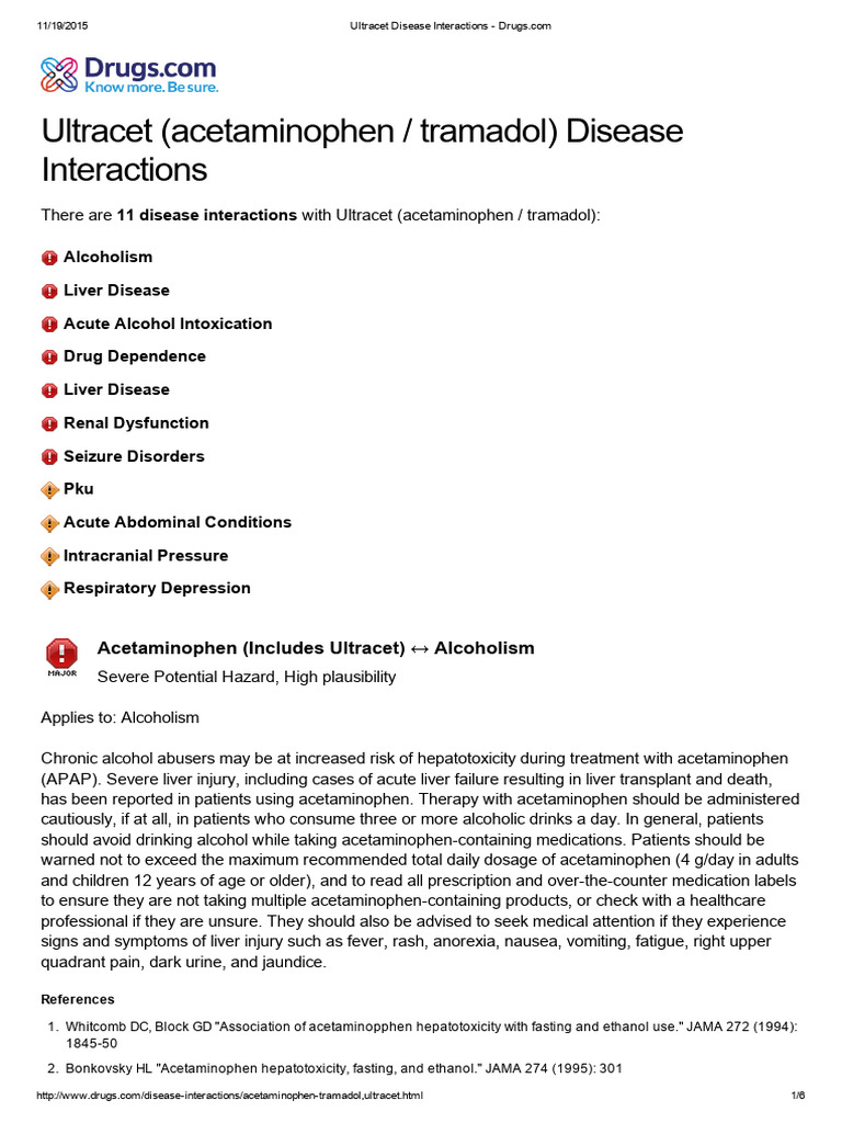 Ultracet Disease Interactions | PDF