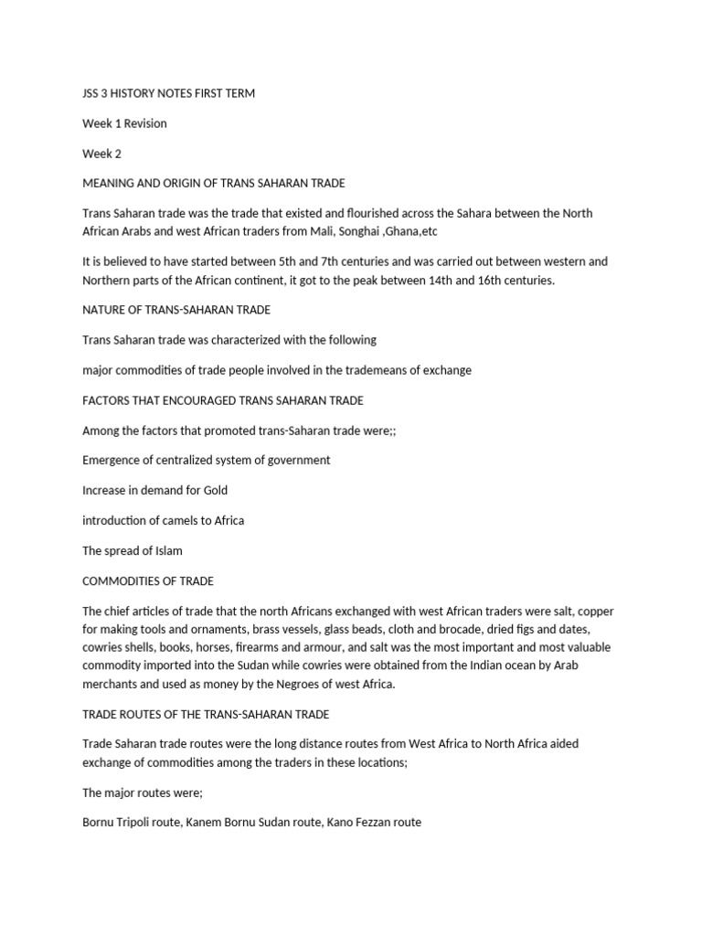 JSS 3 History Notes | PDF