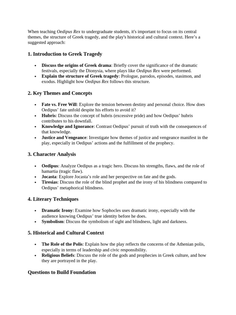 Oedipus Rex Guide Line | PDF