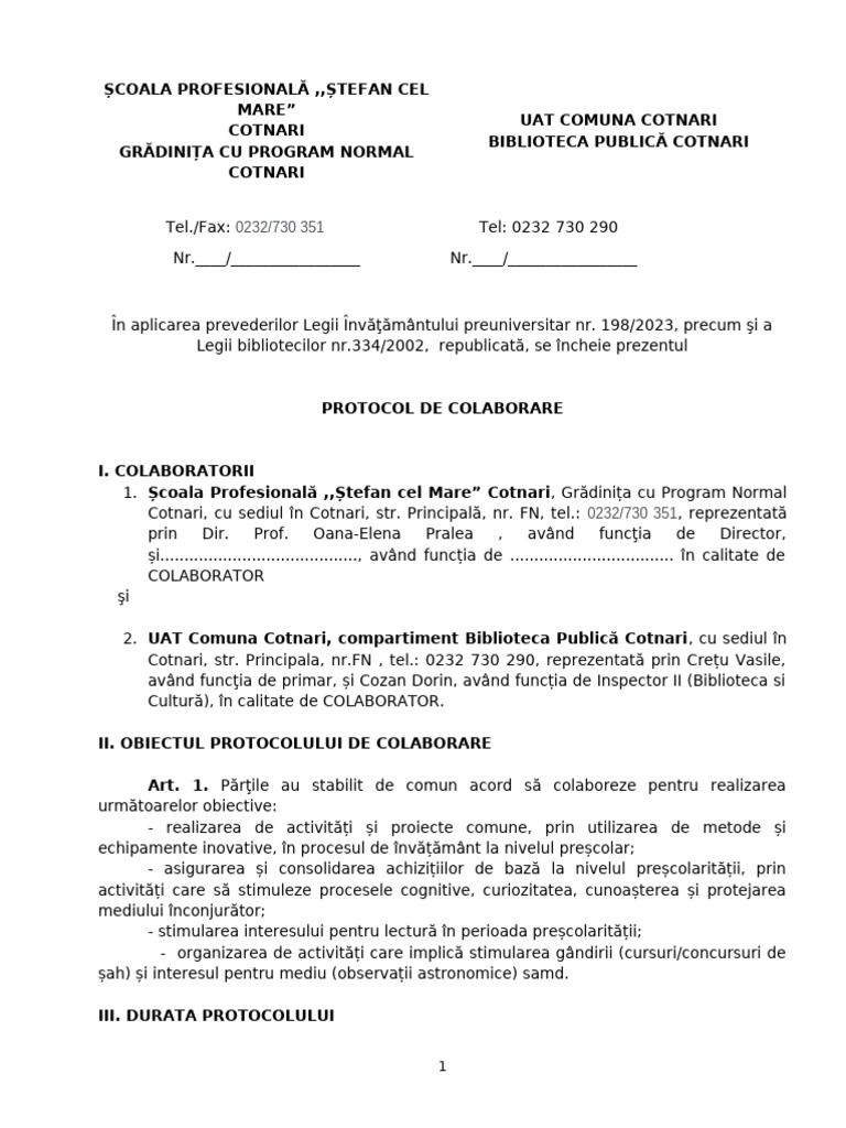 Protocol - Colaborare 2023 | PDF