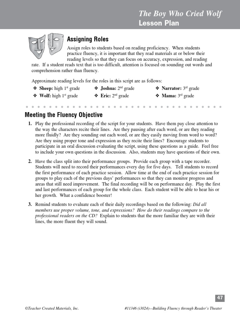 The Boy Who Cried Wolf Reader's Theater Script & Fluency Lesson (Ebook ...