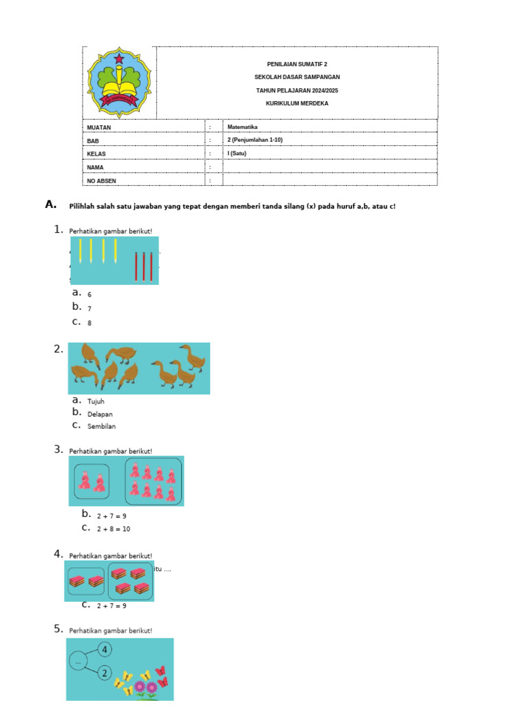 Soal Sumatif Matematika Bab 2 | PDF