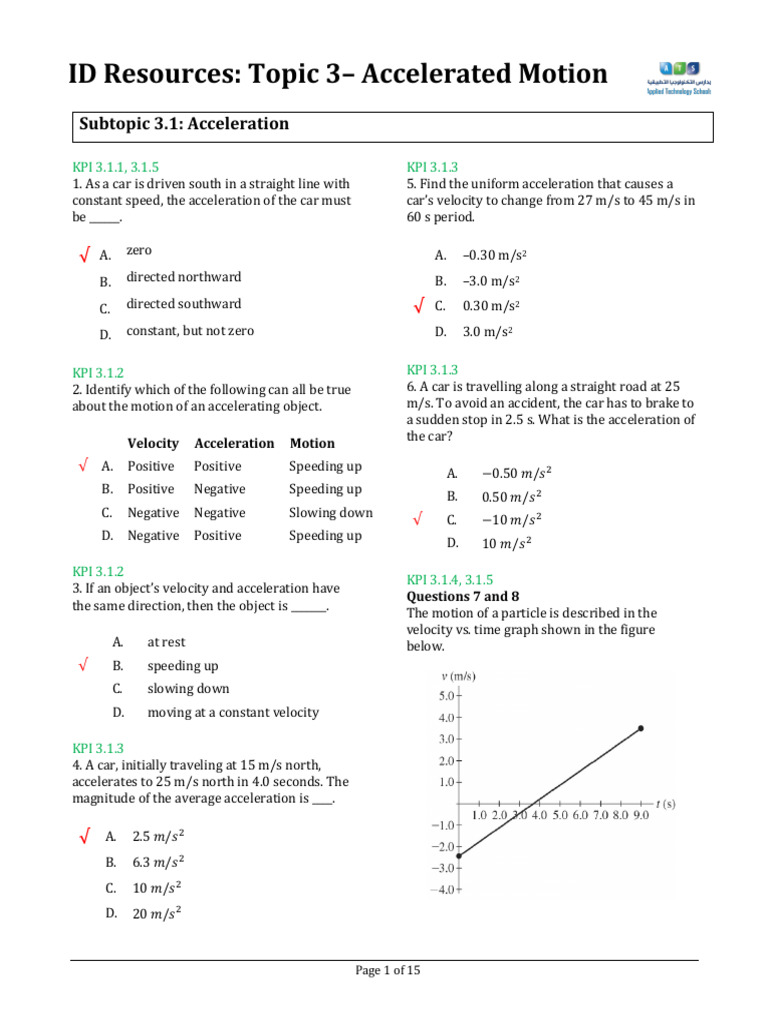 PHY50-Topic 3-Accelerated Motion-AK | PDF