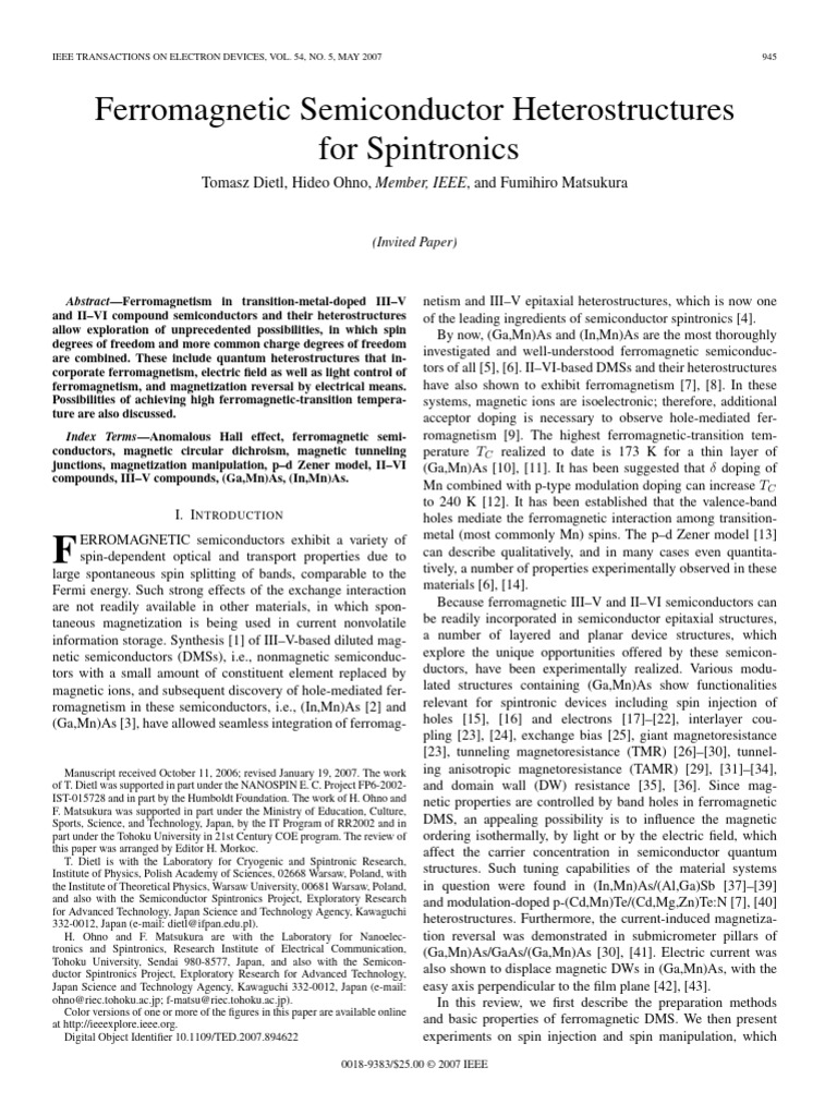 Ferromagnetic Semiconductor Heterostructures For Spintronics | PDF
