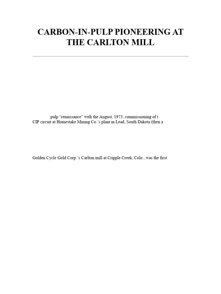 CARBON IN PULP | PDF