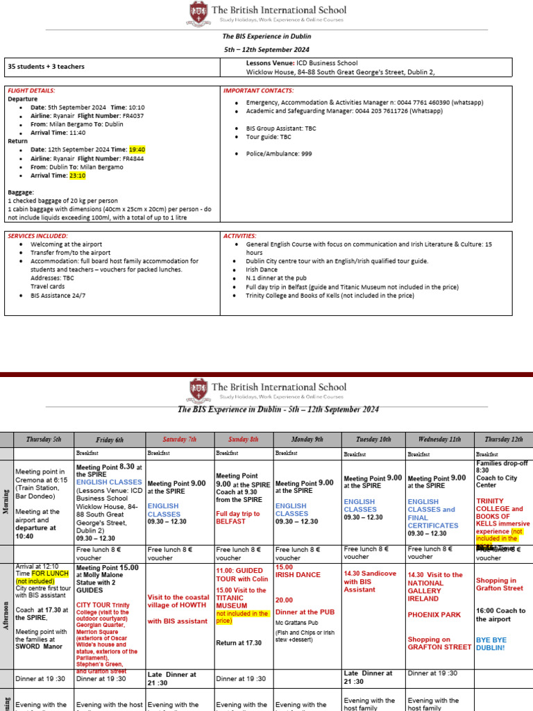 PROGRAMMA DUBLINO 2024 | PDF