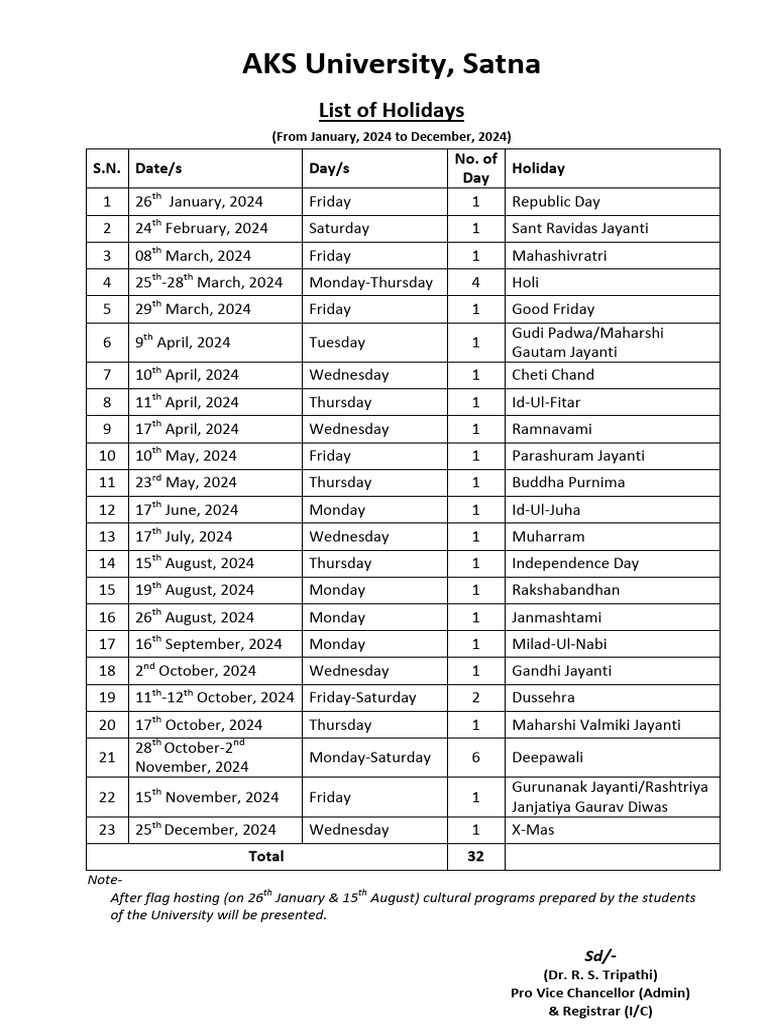 List of Holidays-2024 | PDF