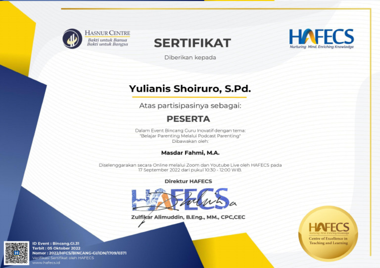 File Sertifikat Kegiatan - Bincang GI #31 - Belajar Parenting Melalui Podcast Parenting ...