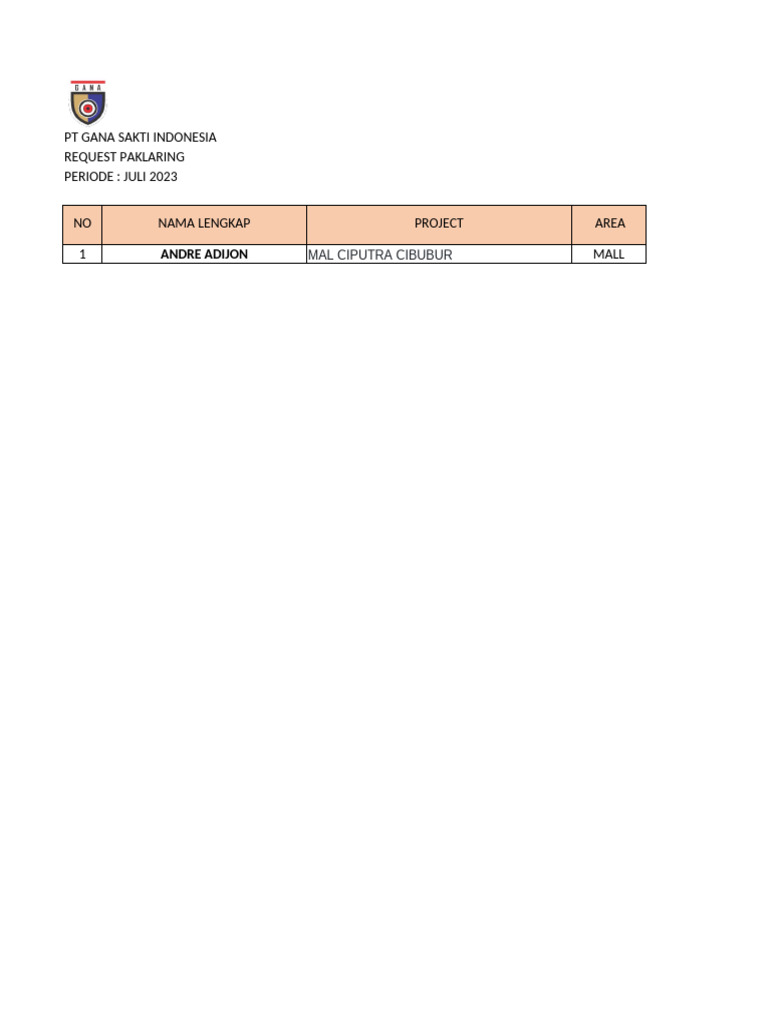 Form Pengajuan Paklaring (Andre Adijon) | PDF