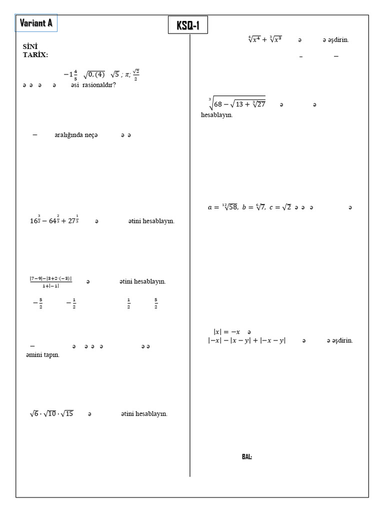 KSQ-1 (9 Sinif) | PDF