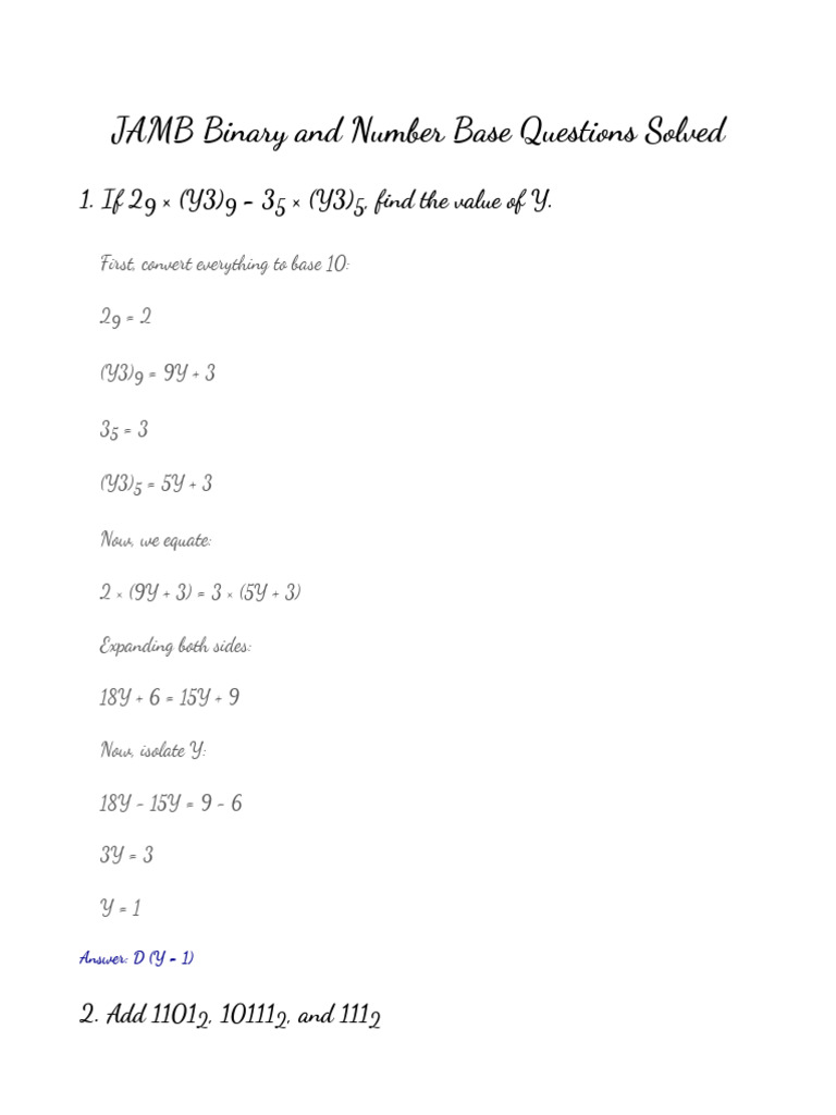 JAMB Binary Questions Solved1 | PDF