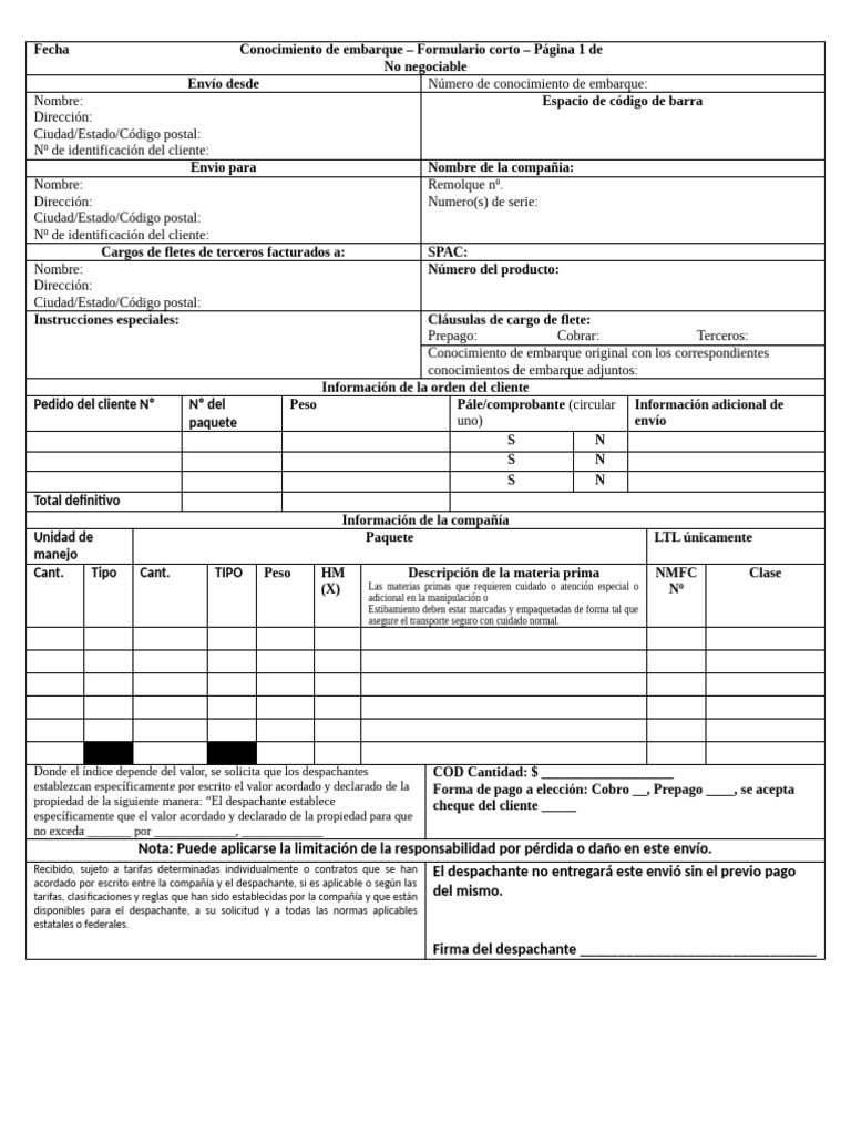Conocimiento de Embarque | PDF