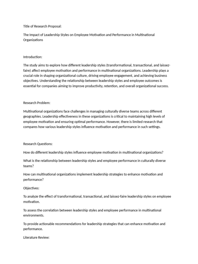 Research Proposal Sample | PDF