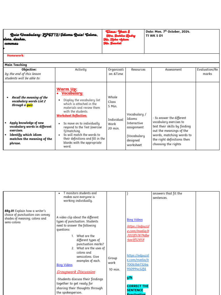 Year 8 t1 Wk5 LP Final | PDF
