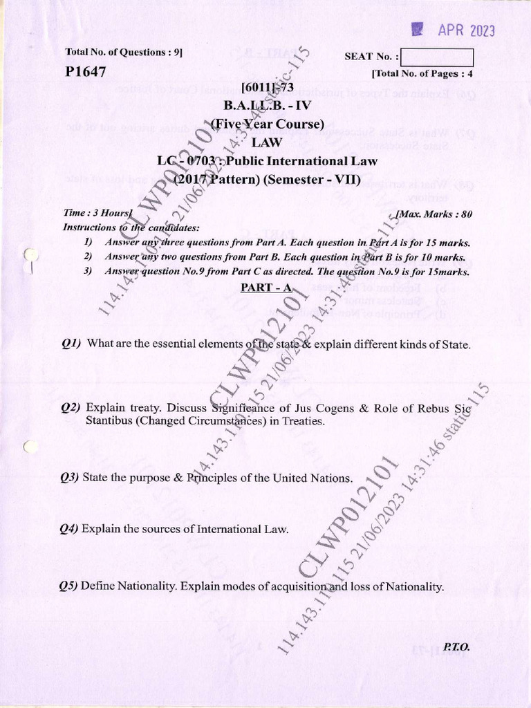703_Public_Internatioinal_Law | PDF