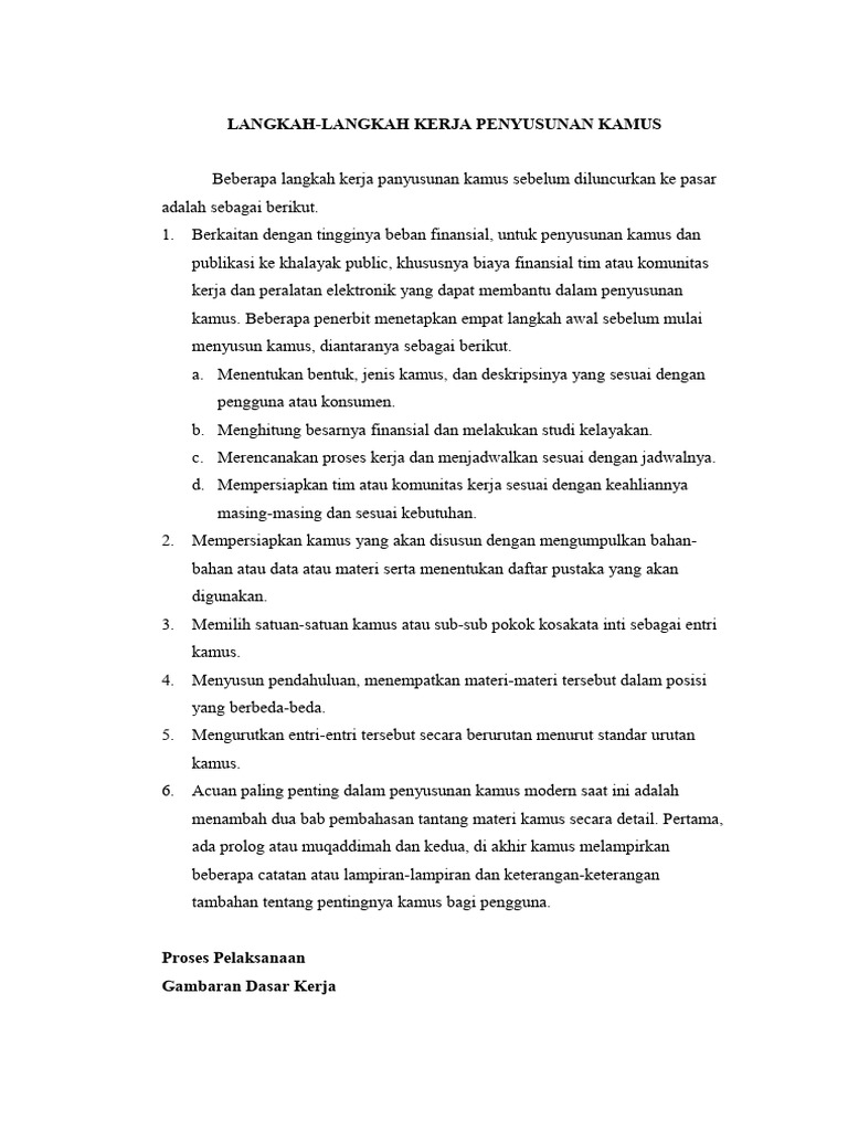 Langkah2 Penyusunan Kamus | PDF