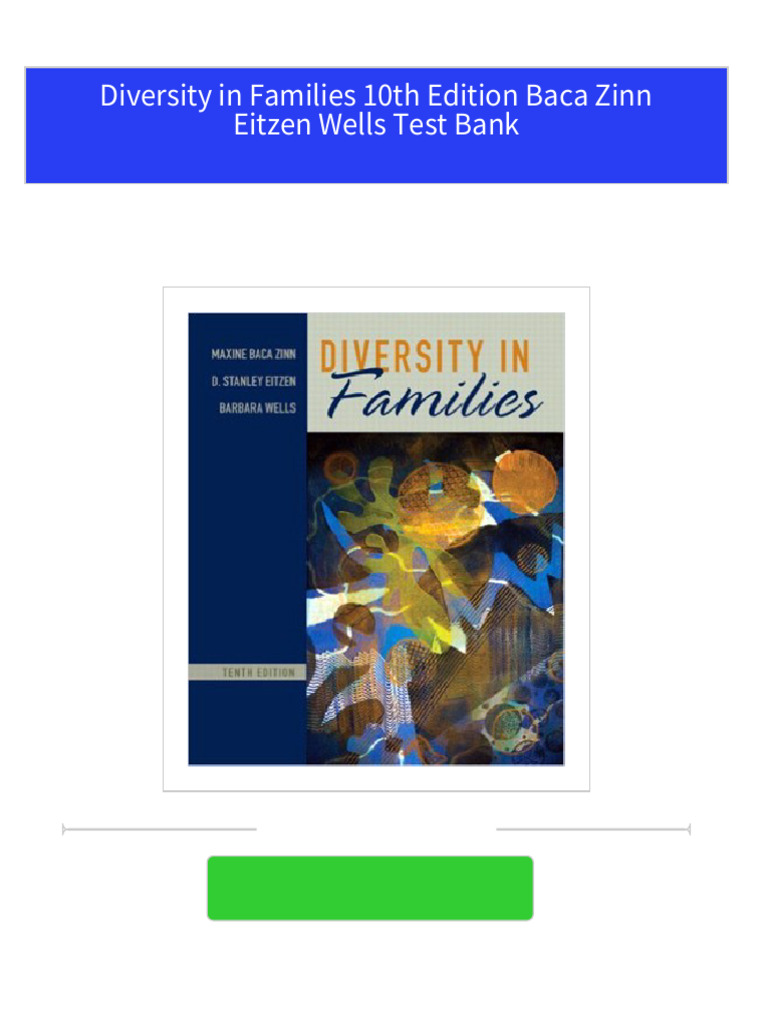 Diversity in Families 10th Edition Baca Zinn Eitzen Wells Test Bank ...