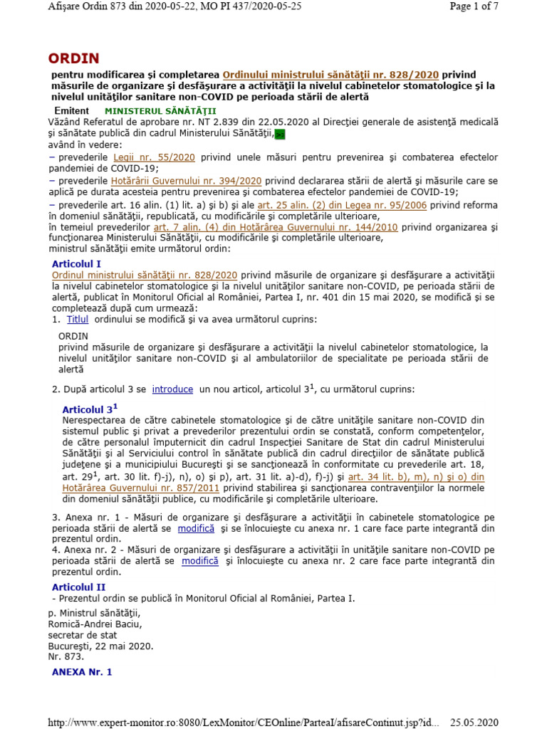 Ordin 873 2020 | PDF