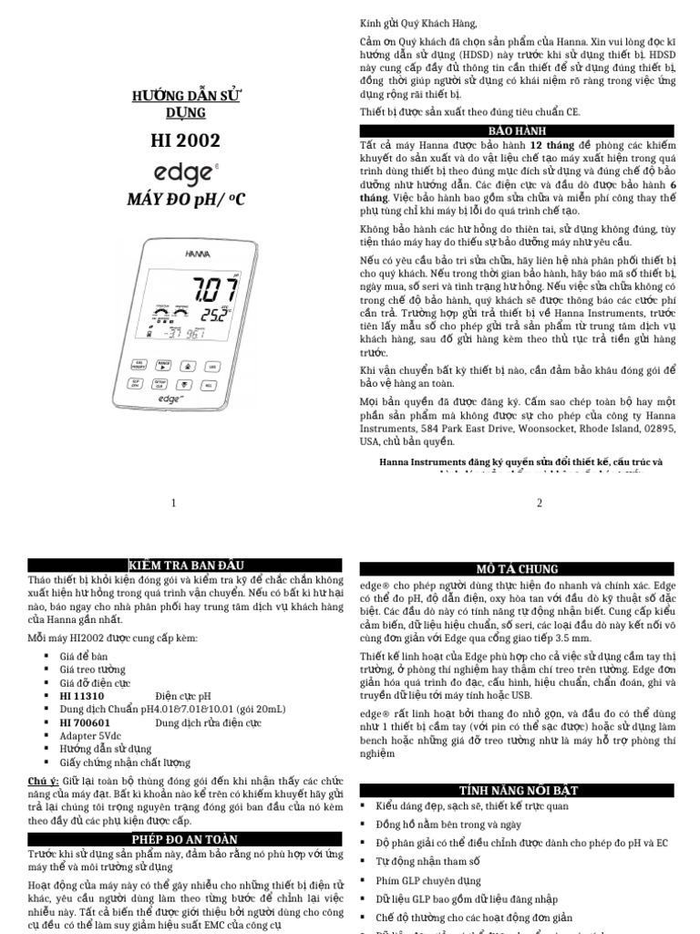 Máy Đo PH/ C: H NG DN S DNG | PDF