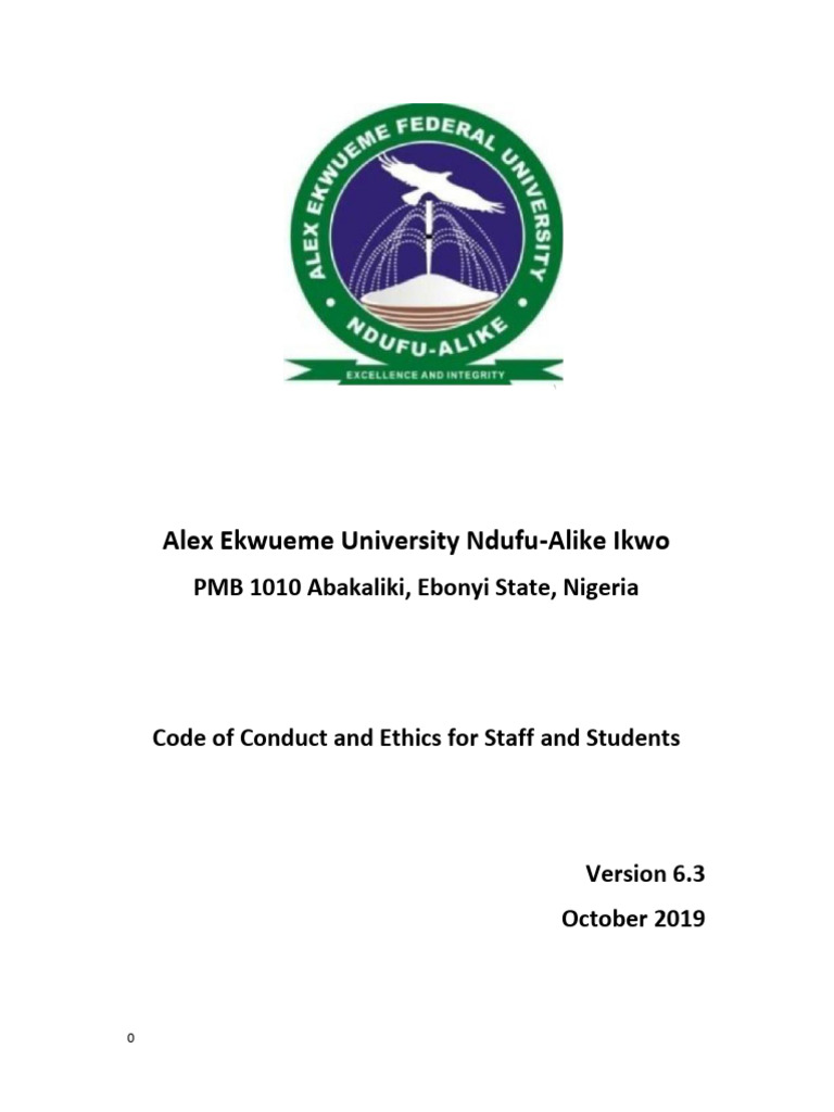 Alex Ekwueme University Ndufu Alike Ikwo Code of Conduct | PDF | Fraud ...