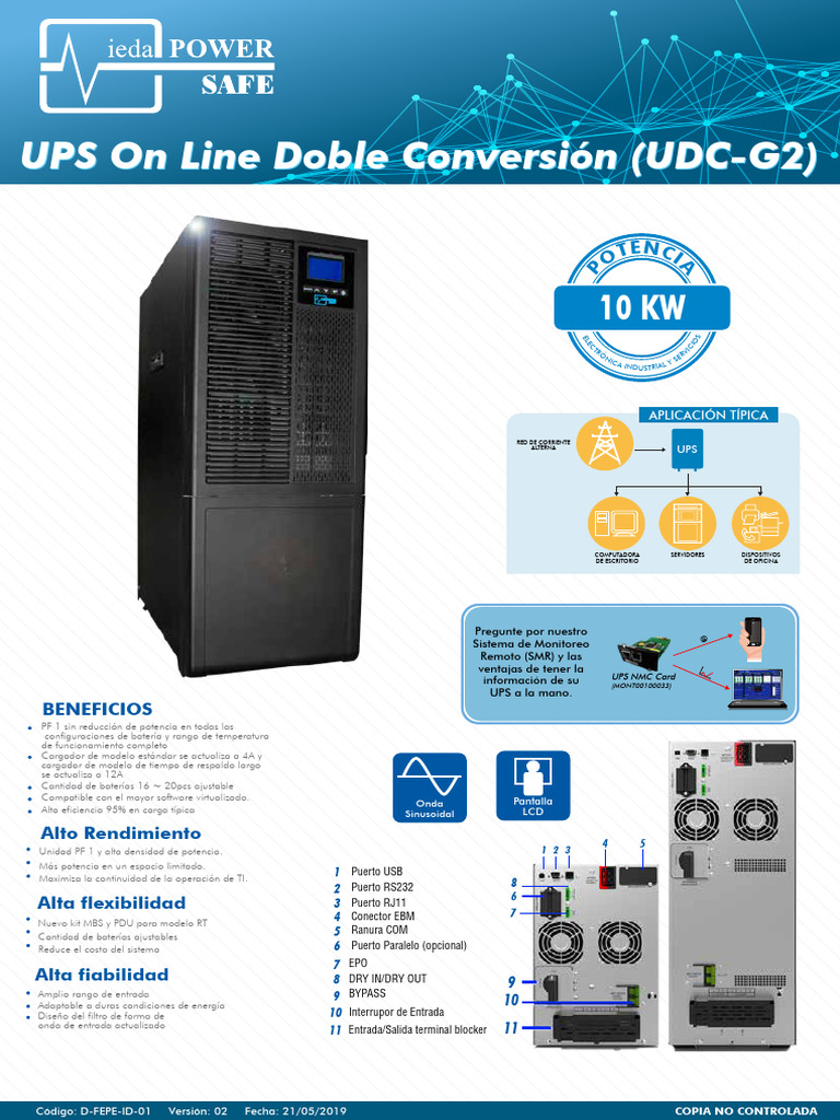 D-FEPE-ID-01 UPS Torre Serie UDC - 10kW G2 - Ieda PowerSafe | PDF