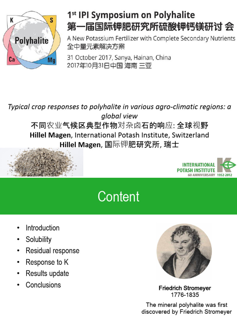 Typical Crop Responses To Polyhalite in Various Agro Climatic Regions A ...