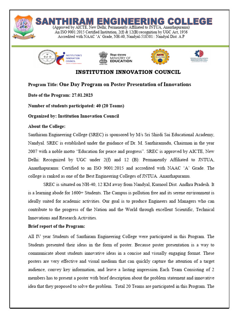 15 One Day Program On Poster Presentation | PDF