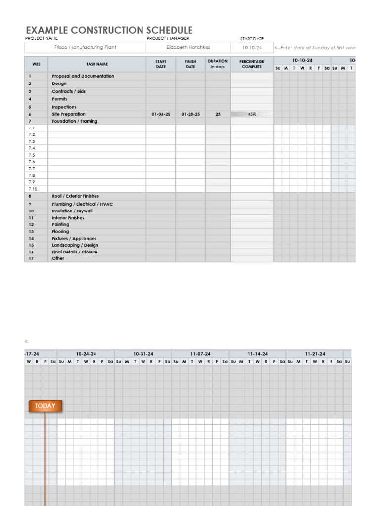 Construction Schedule Example | PDF