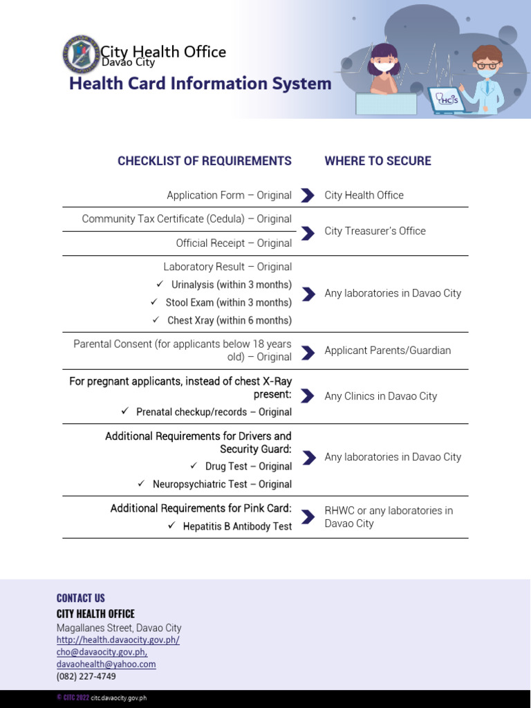 CHO - Health Card Checklist of Requirements | PDF