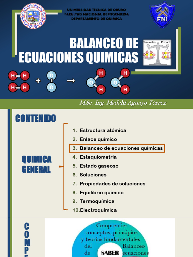 Balanceo de Ecuaciones Quimicas 3 Ing. Madai | PDF