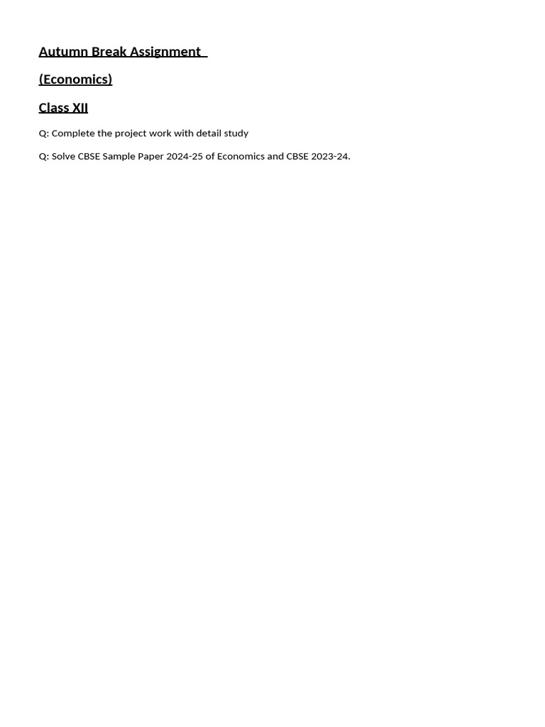 XII Autumn Break Assignment | PDF XII Autumn Break Assignment | PDF