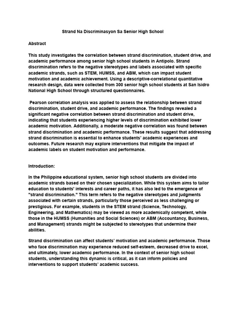 Impact of Strand Discrimination on Students | PDF